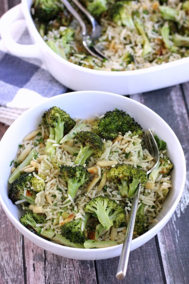 Rice Pilaf with Roasted Broccoli - Green Valley Kitchen